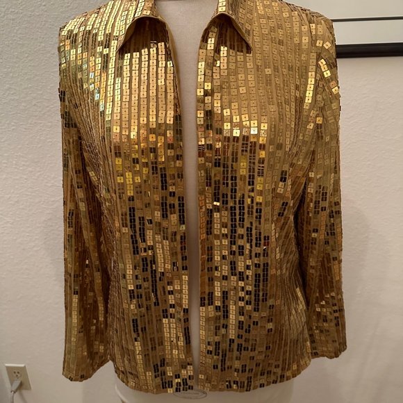 By Together | Jackets & Coats | Gold Beaded Jacket By Together | Poshmark